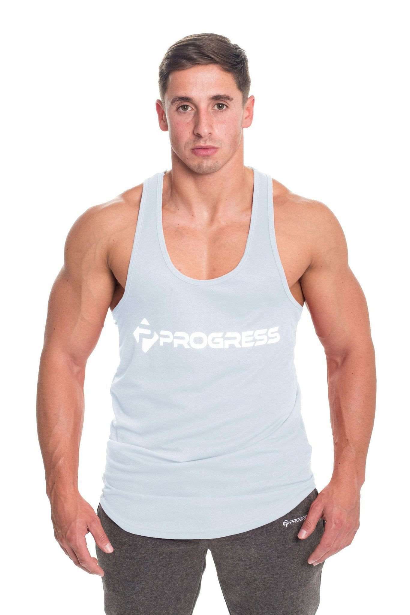 Performance Stringer - Large Logo (Cool Grey) – Progressed Clothing Ltd