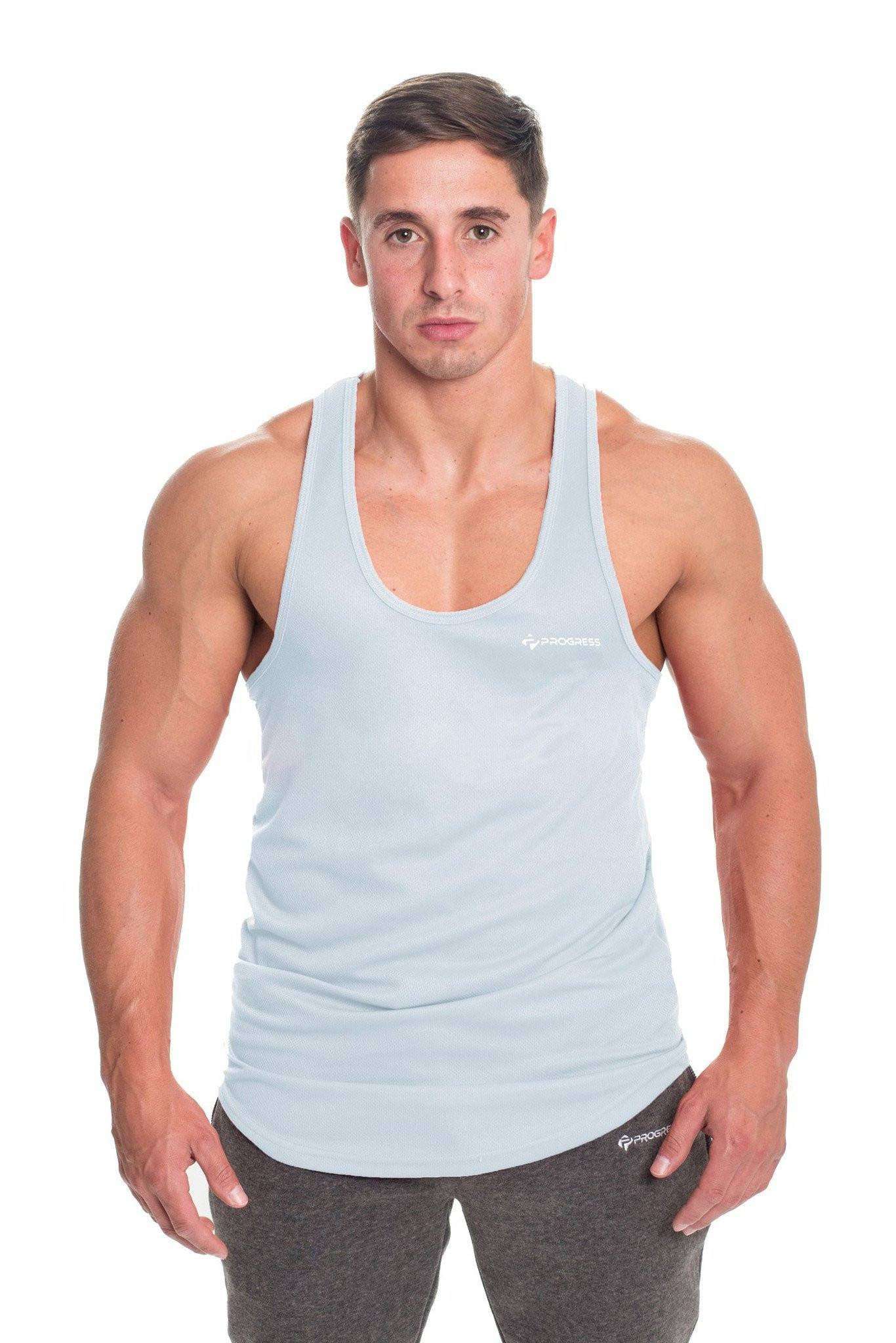 Performance Stringer - Small Logo (Cool Grey) – Progressed Clothing Ltd