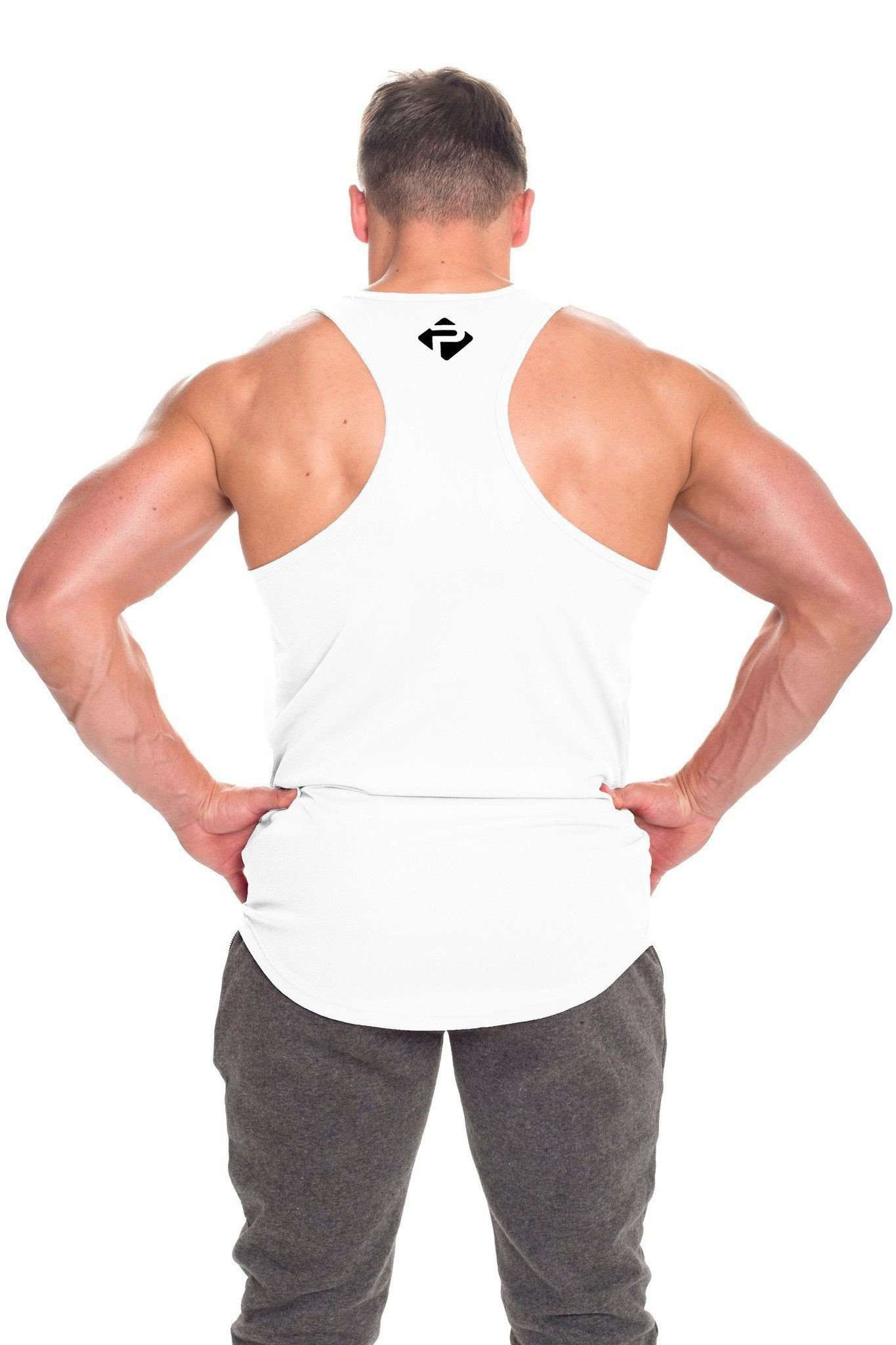 Performance Stringer - Small Logo (White) – Progressed Clothing Ltd